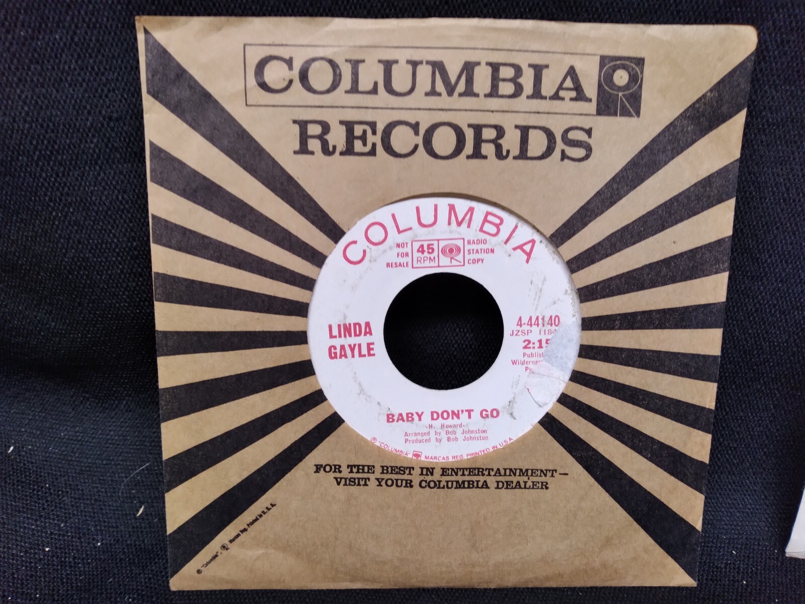 Linda Gayle Baby Don't Go/Would It Make 45 RPM 7" Columbia 4-44140 ...