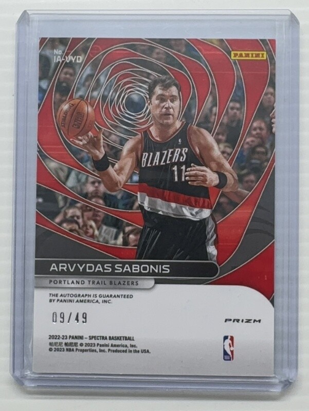 2022-23 Spectra Arvydas Sabonis Astral Prizm Icons Auto Autograph #9/49 ...