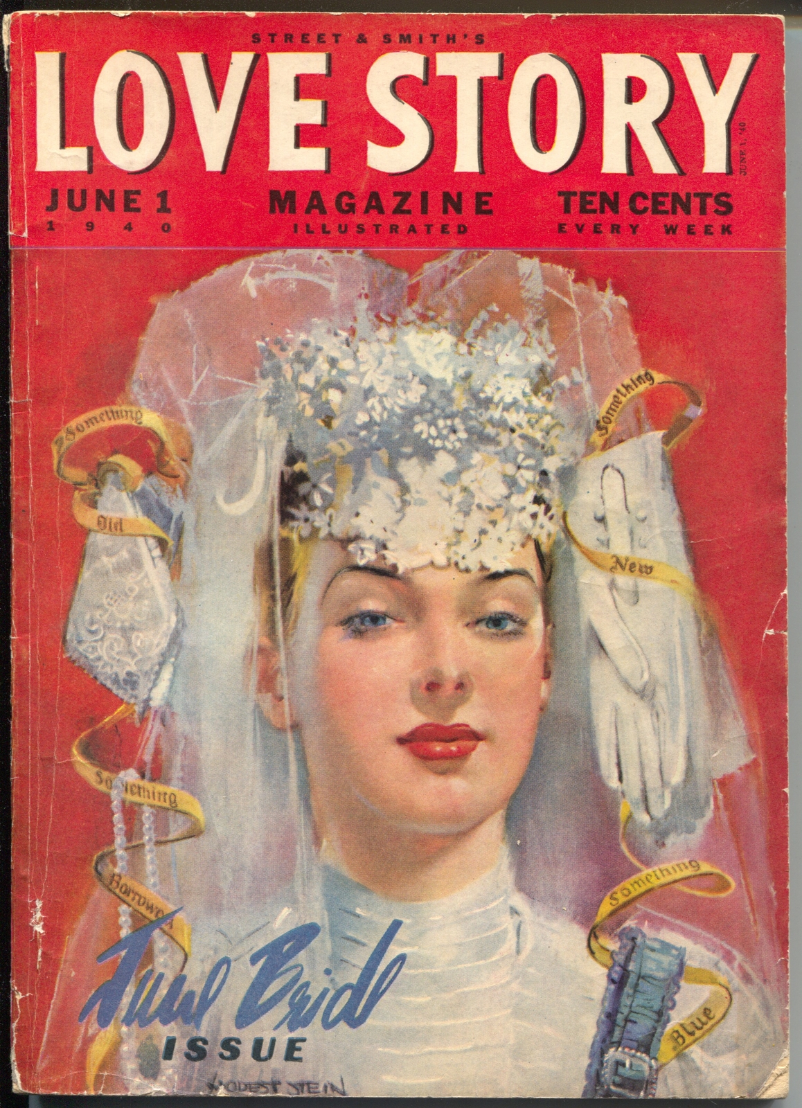 PULP: Love Story 6/1/1940-Modest Stein classic bride cover-pulp romance ...