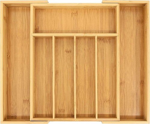 Extendable Bamboo Cutlery Tray – Drawer Organiser for Utensils ...