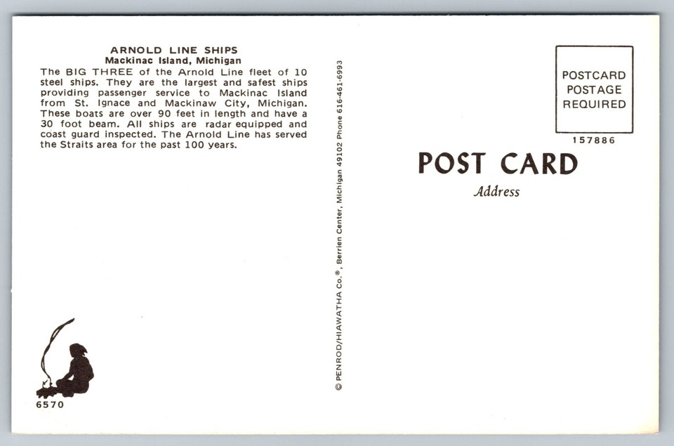 Postcard Michigan Mackinac Island 3 Ferries Arnold Line Ships 8G | eBay