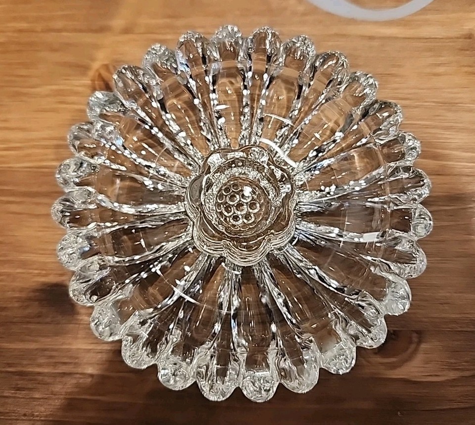 Vintage Hazel Atlas Clear Glass Sunflower Daisy Taper Candle Holders ...