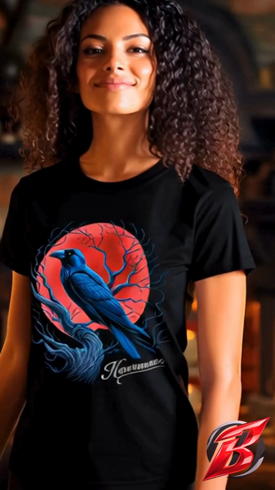 Nevermore Raven Shirt Edgar Allan Poe Gothic Red Moon Raven Top - Brand ...