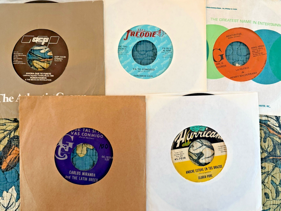 (5) 45 RPM RECORDS 1970'S Tex Mex Latin Tejano Norteno TX LABELS RECORD ...