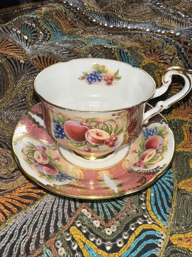 Paragon Peach Cherry Grapes Burgundy & Pink Cup & Saucer | eBay