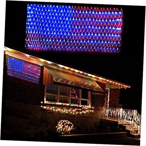American Flag String Lights, 420 LED USA Flag Net Light 110V plug-in ...