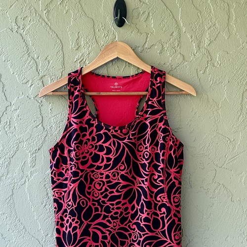 T by Talbots Women Medium Red Black Multicolor Floral Sports Racerback ...