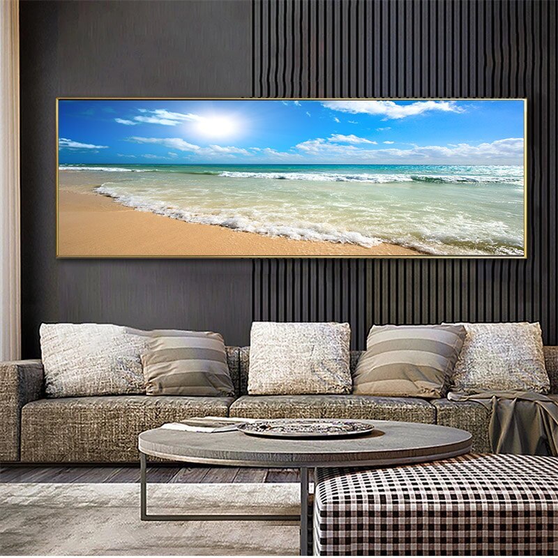Sea Beach Landscape Poster Wall Art Picture Canvas Painting Print Art ...
