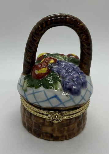 Vintage Hinged Trinket Box Porcelain Fruit Basket | eBay