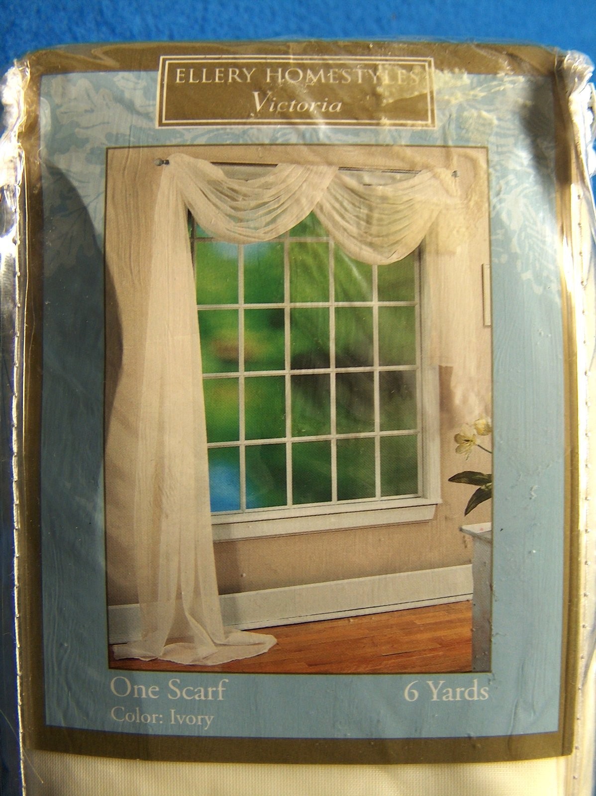 K182O Ellery Homestyles Window Scarf Panel Victoria Ivory Sheer 6 Yards ...