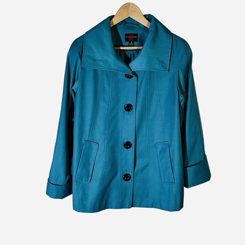 Gallery Raincoat Jacket Coat Women's Teal Blue Utility Buttons Size ...
