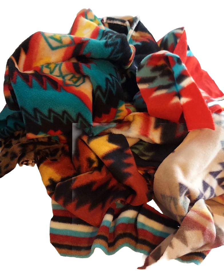 Fleece Fabric Scraps Prints Large & Small Pieces~Sewing Crafts, Dolls ...