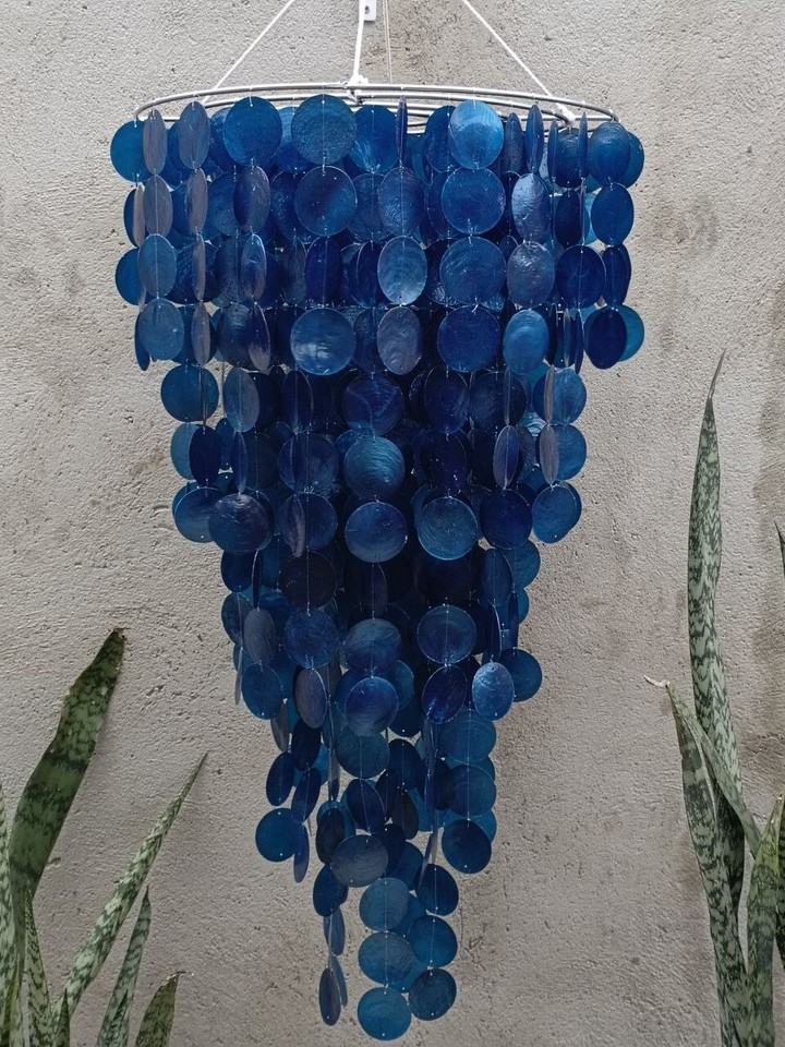 Blue Capiz Shell Chandelier wind chime, Gift For Her | eBay