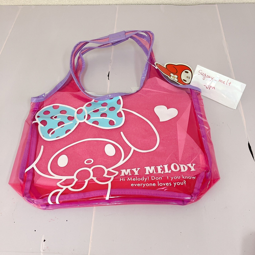 Sanrio My Melody Clear Vinyl Tote Bag Handbag Pink Blue Ribbon Rabbit ...