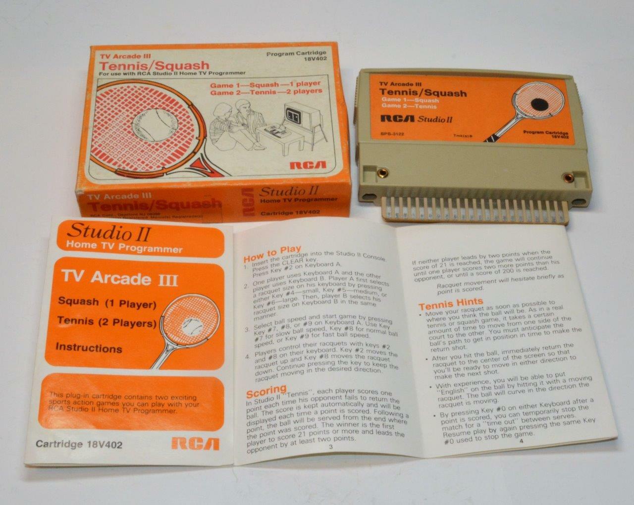VTG 1977 RCA Studio II Home TV Arcade III TENNIS / SQUASH game ...