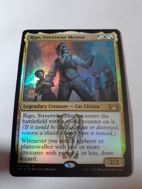 MTG Rigo, Streetwise Mentor Streets of New Capenna 215/281 Foil Promo ...