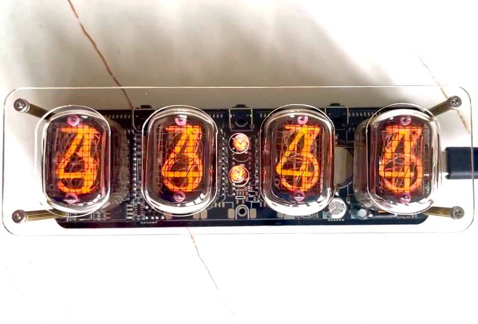 IN12 Nixie Tube Clock Retro Desk Alarm with Multiple Backlight、USB-C ...