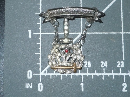 Vintage ORA Masonic Shriner Freemasonary Rhinestone Crown Sword Gavel ...