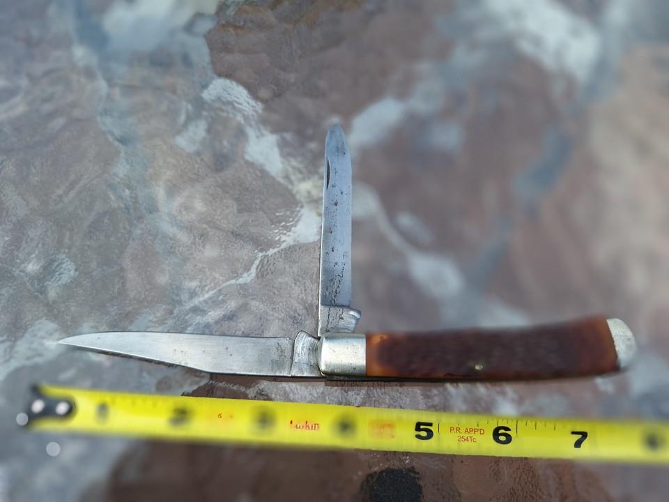 vintage c.1980 Kabar #1030 TRAPPER Jack KNIFE in MINT condition ETCHED ...