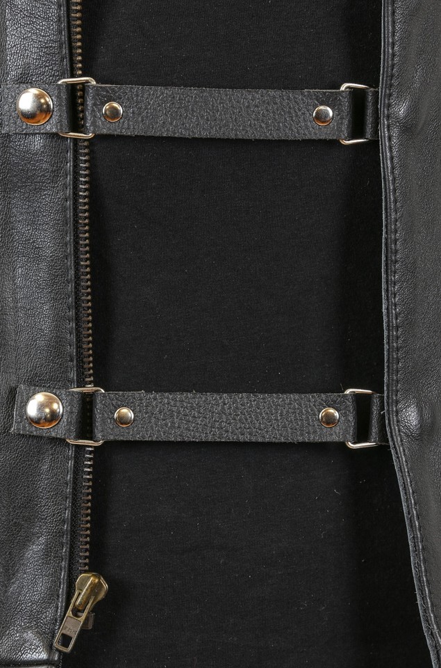 4 Set Black Leather Stylish Vest Extender Extension For MC Jacket ...