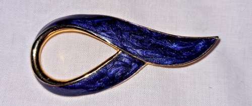 Dark Blue Awareness Ribbon Lapel Pin Colon Cancer & Colorectal Cancer ...