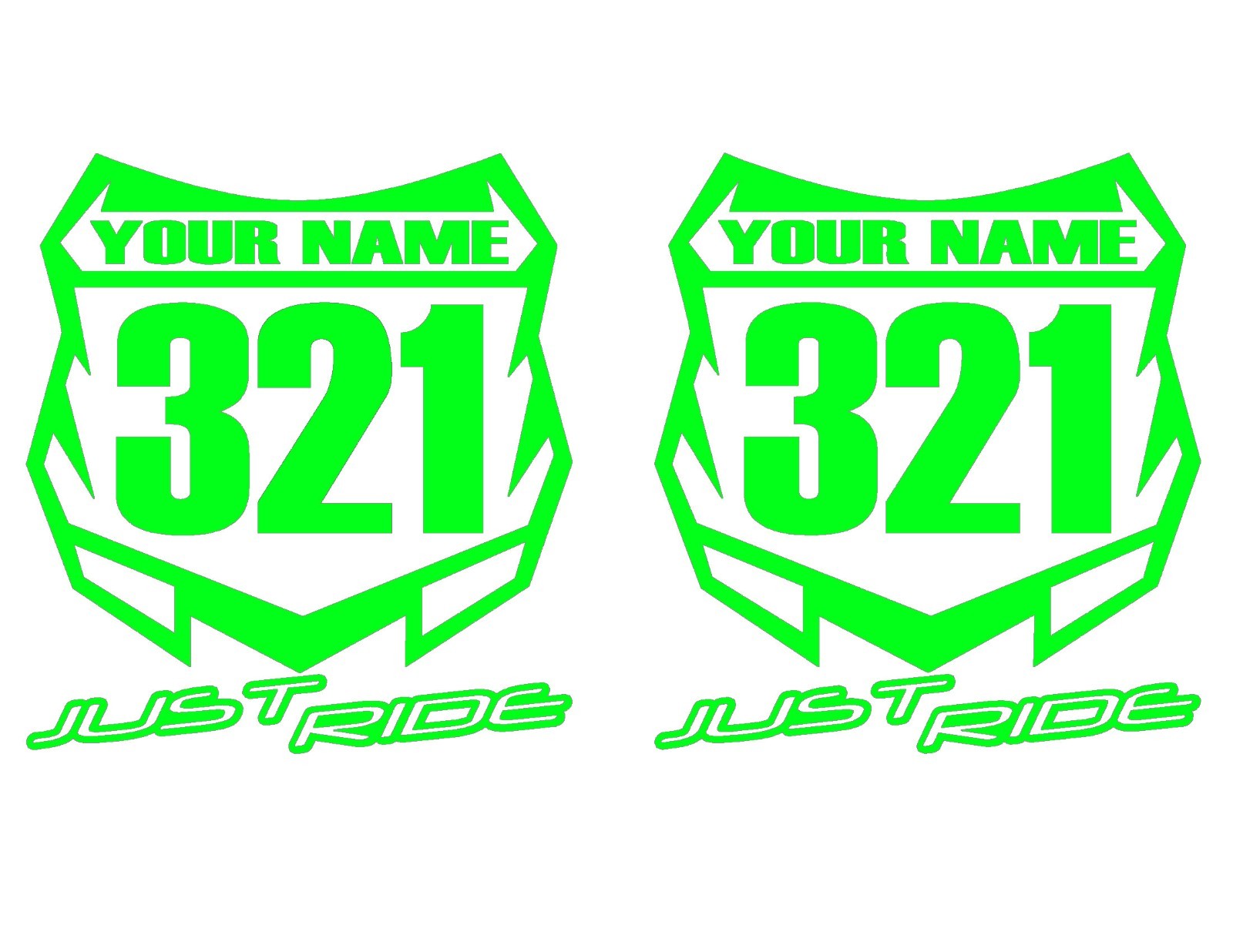 MOTOCROSS NUMBER PLATE DECAL STICKER CUSTOM NAME # MX MOTO KAWASAKI KX ...