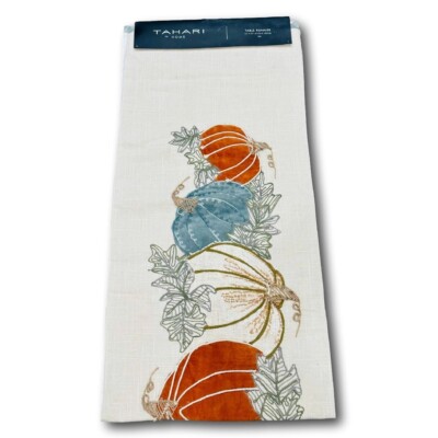 Tahari Table Runner Embroidered Pumpkins Thanksgiving Fall Autumn | eBay