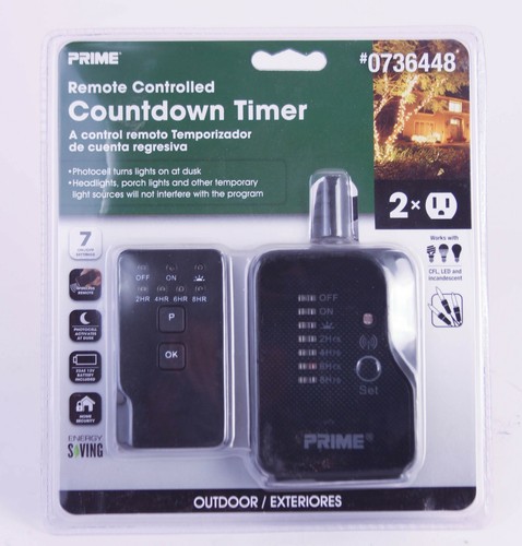 PRIME Countdown Timer Outdoor w/ Two Grounded Plugs & Remote 0736448 ...