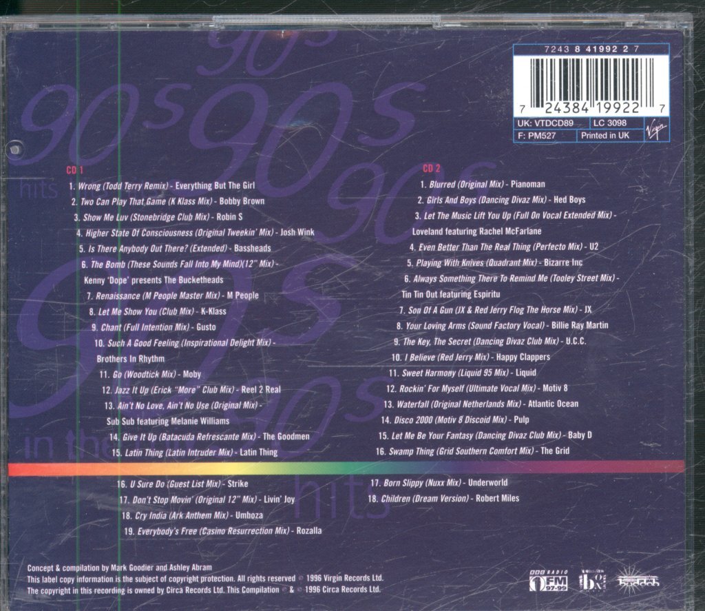 Various Artists In the Mix 90s Hits double CD UK Virgin 1996 VTDCD89 ...
