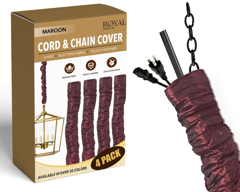 Royal Designs, Inc. Decorative Fabric Cord Cover Chandelier Chain Cover ...