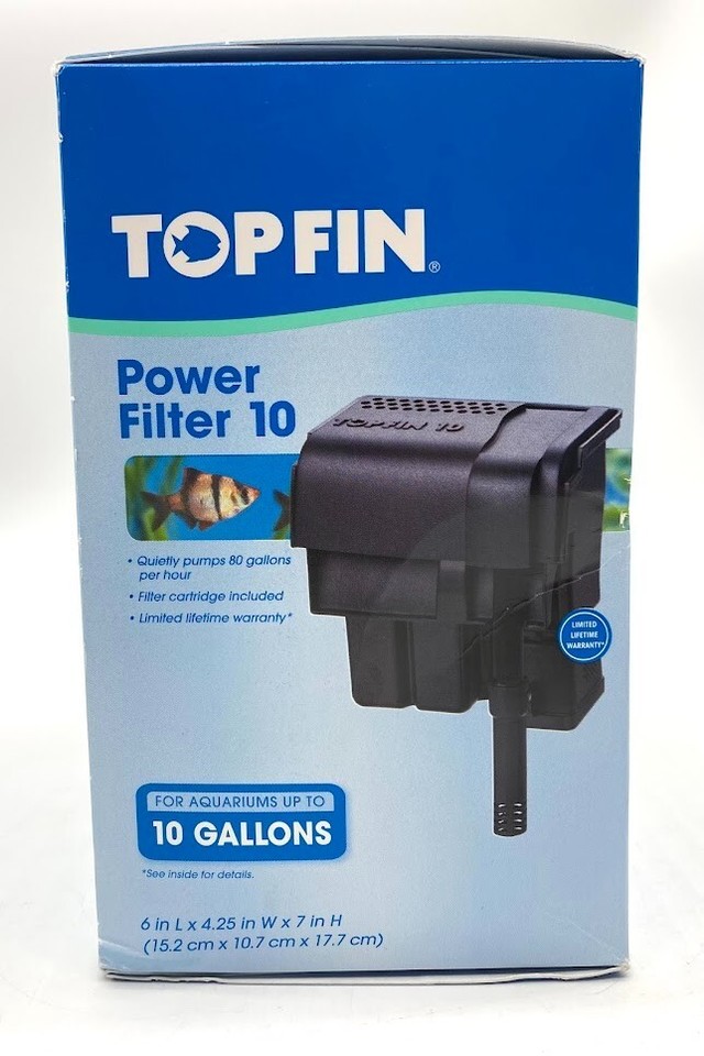 Top Fin Power Filter 10 For Aquariums Up To 10 Gallons Made in USA, NEW ...