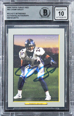 Broncos Champ Bailey Signed 2006 Topps Turkey Red #65 Card Mint 10! BAS ...