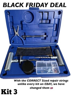 Heavy Duty Tyre Puncture Repair Tool Set Tire Mending Kit Car Motorbike ...