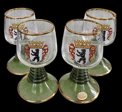 VTG German Green Beehive Cordial Or Shot Glasses With Berlin Crest (SET ...