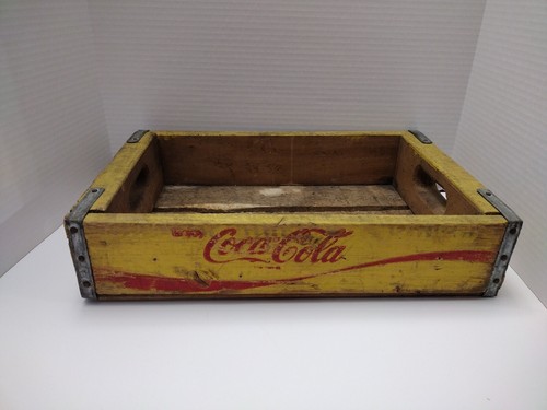 Yellow COCA COLA Bottle Case Wood Crate Box Carrier Vintage Rare | eBay