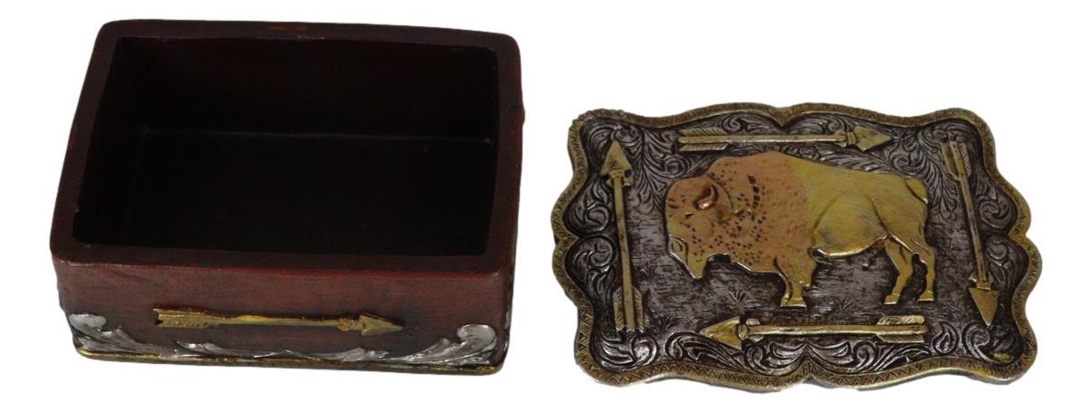 Western Wild Bison Buffalo With Native Indian Arrows Tooled Concho ...