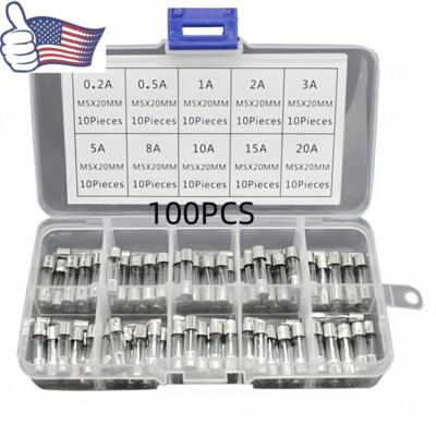 100Pcs 5x20mm Quick Blow Glass Tube Fuse Assorted Kits Fast Action ...