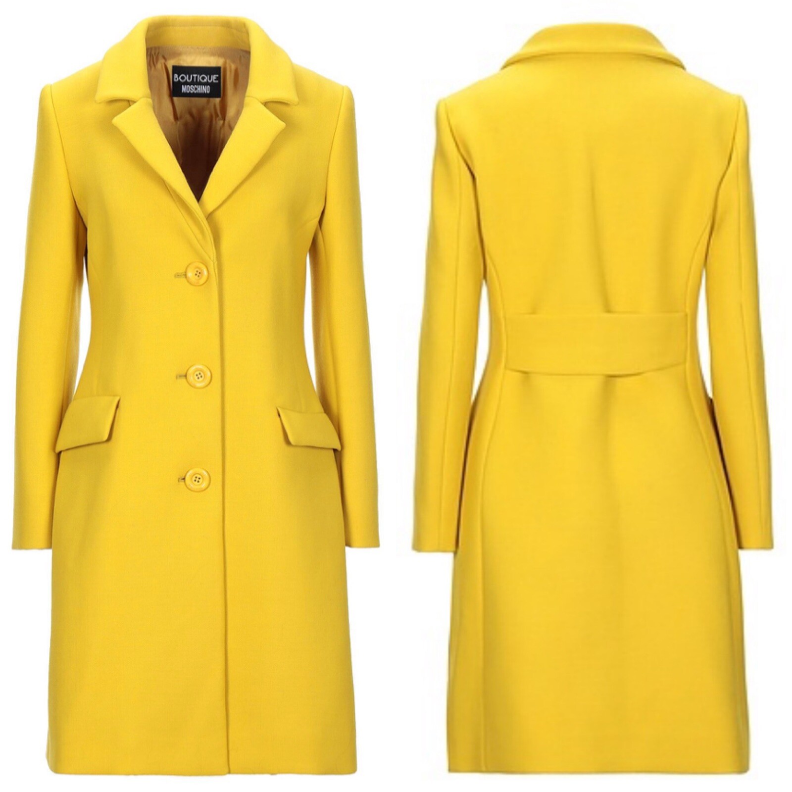 Boutique Moschino⚡️{$1,995} Yellow twill single breasted overcoat size ...