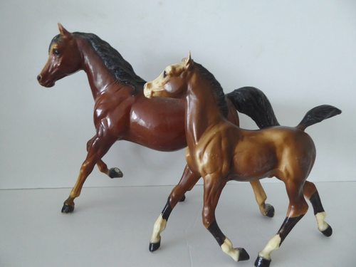 2 Vintage 1961-87 Breyer #124 Running Mare & #134 Foal Horse, Glossy | eBay