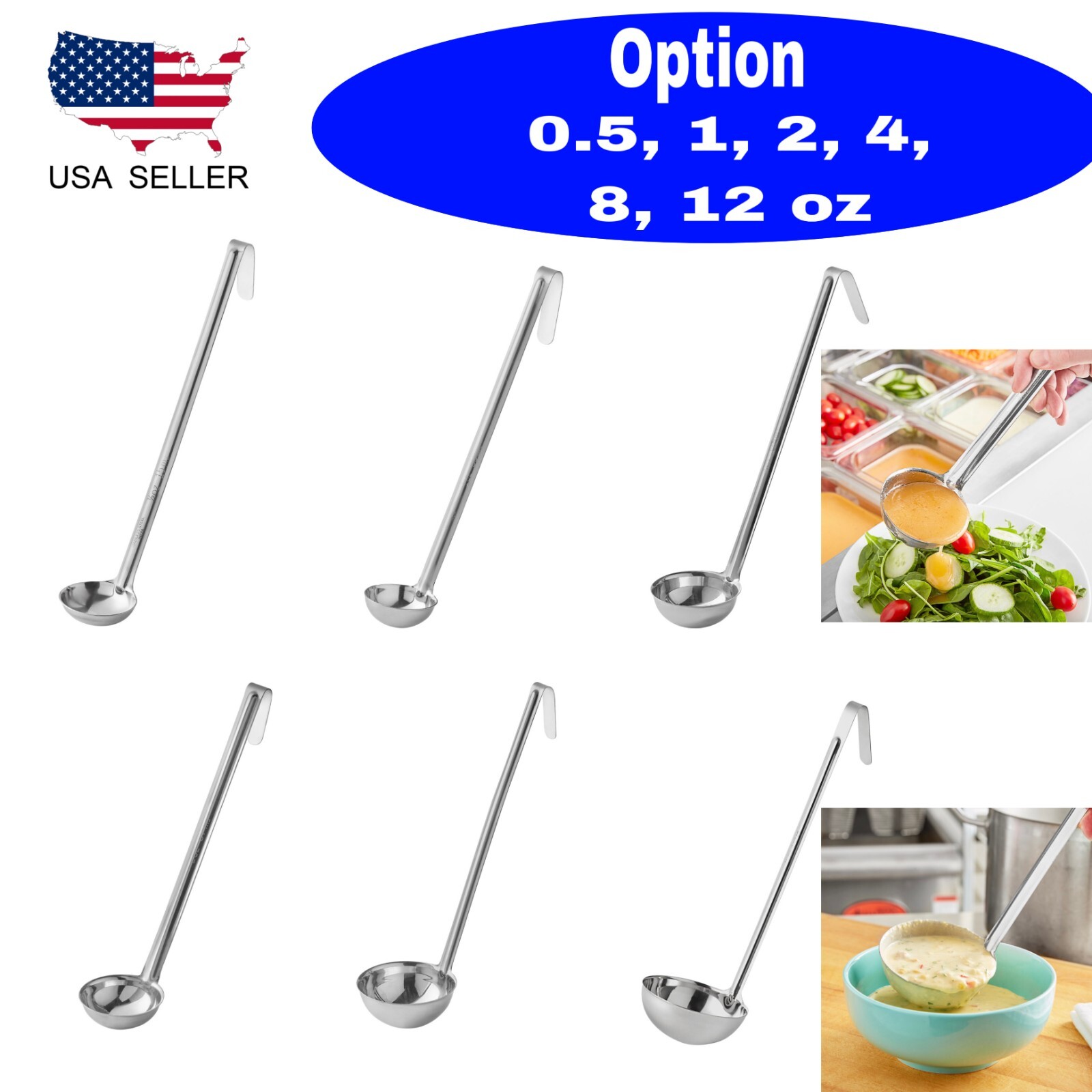 One-Piece Stainless Steel Ladle / Dipper for Sauce Soup Kitchen Tool | eBay