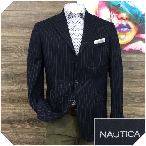NAUTICA Mens Blazer Sport Coat Casual Jacket Size 42R Flannel Wool Suit ...