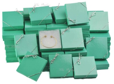 100pc Teal Gift Boxes Cotton Filled Jewelry Boxes Wholesale Gift Box ...