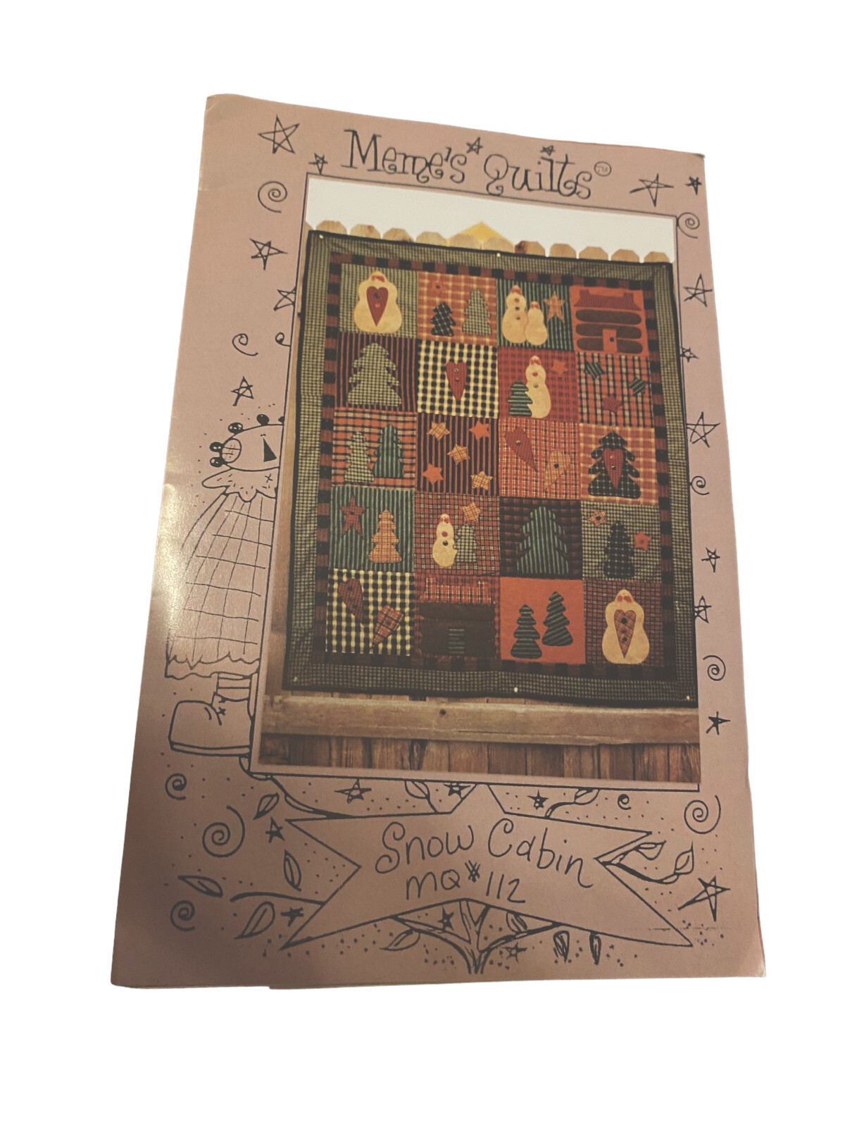 Meme’s quilts snow cabin quilt pattern mq#112 applique snowman ...