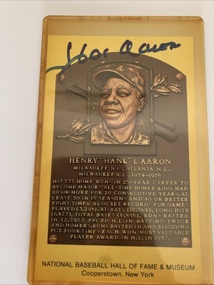 Hank Aaron Signed Autograph HOF Plaque Postcard With COA | eBay