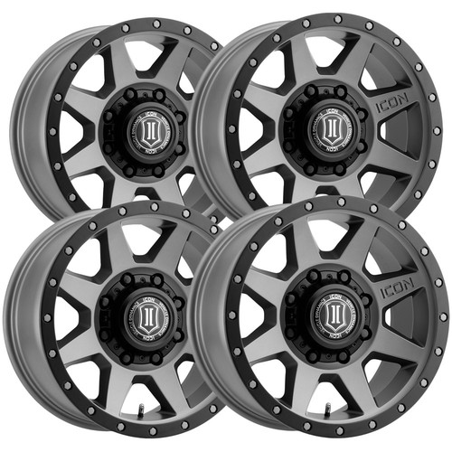 (Set of 4) Icon Alloys Rebound HD 17x8.5 8x170 +6mm Titanium Wheels ...