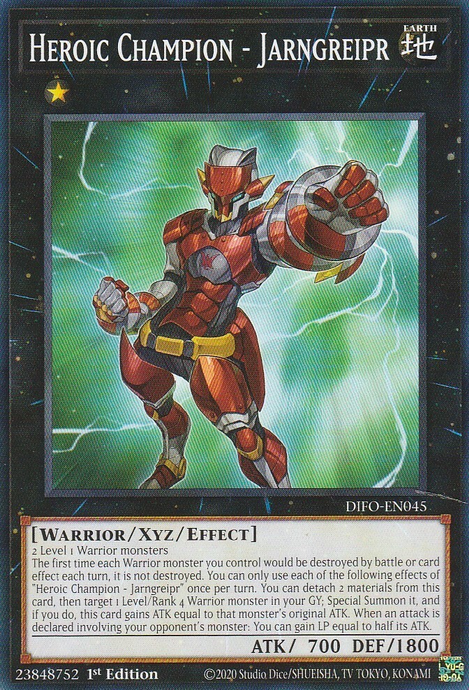 YUGIOH CARD 1 X HEROIC CHAMPION JARNGREIPR DIFO-EN045 1ST EDITION | eBay