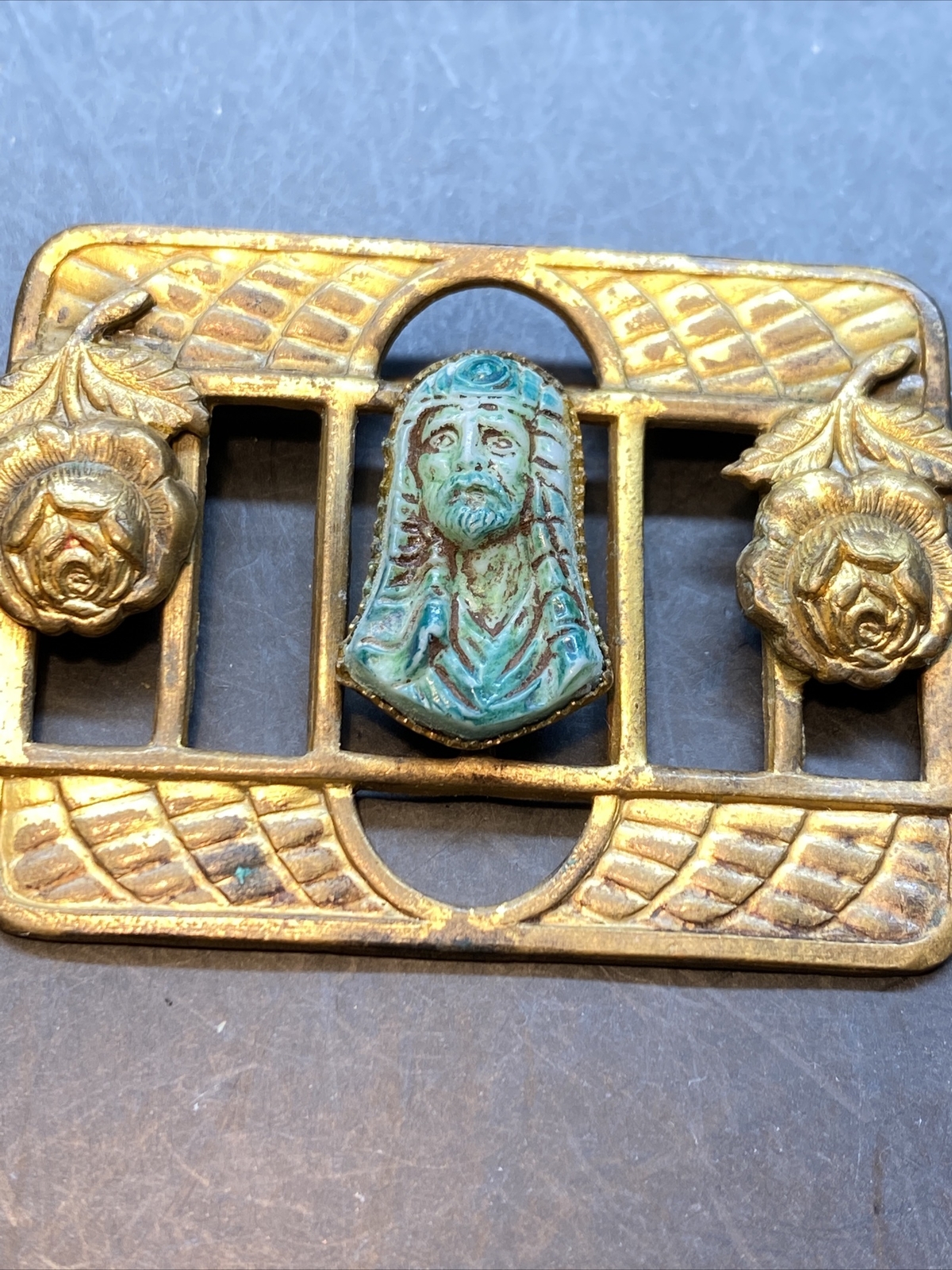 Art Deco Neiger Brothers Egyptian Revival Pin Vintage 1920s Czech Glass ...