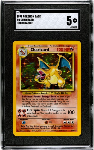 Vintage 1999 Charizard Original Base Set Holo #4/102 Pokémon Card SGC ...