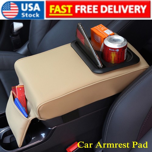 Beige Car Armrest Pad Center Console Storage Box Cushion Mat w/Double ...