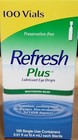 Allergan Refresh Plus Lubricant Eye Drops Single Use Vials 1pack 100 ...